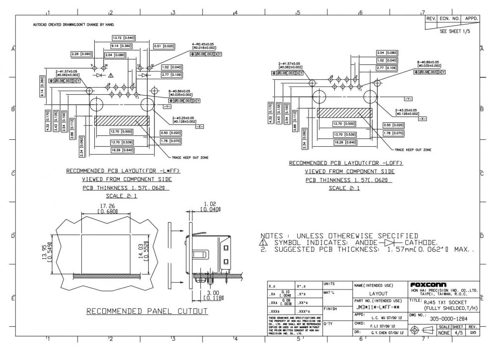 FOXCONN JM37115-L0FF-4F technical drawing sheet 4