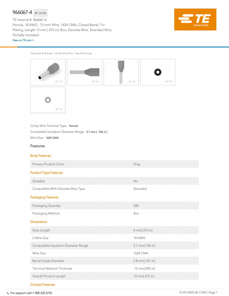 TE Connectivity 966067-4 documentation page 1