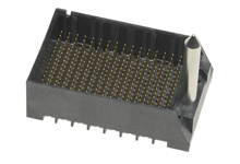 Small Form-factor Pluggable Plus (SFP+) Stacked 2-by-4 Multi-Port Connector with 2 Outer Lightpipe Ports, EMI Metal Gasket, 160 Circuits, Tin (Sn) Tails