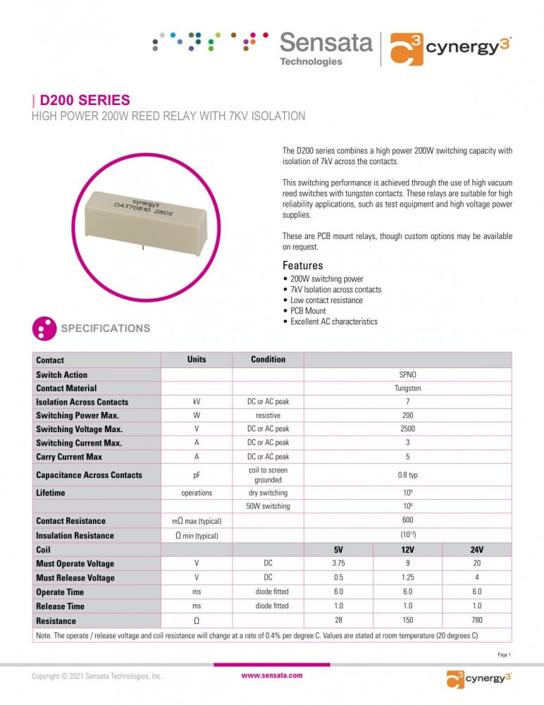 DAT200-05 technical document page 1