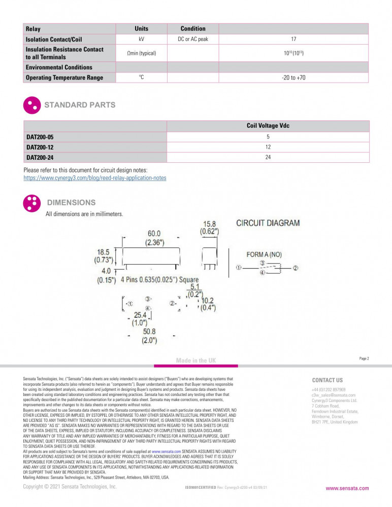 DAT200-05 technical document page 2