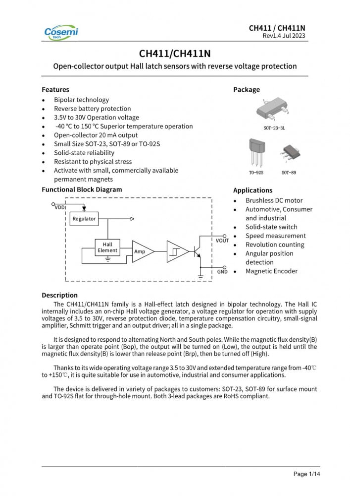 CH411TB datasheet page 1