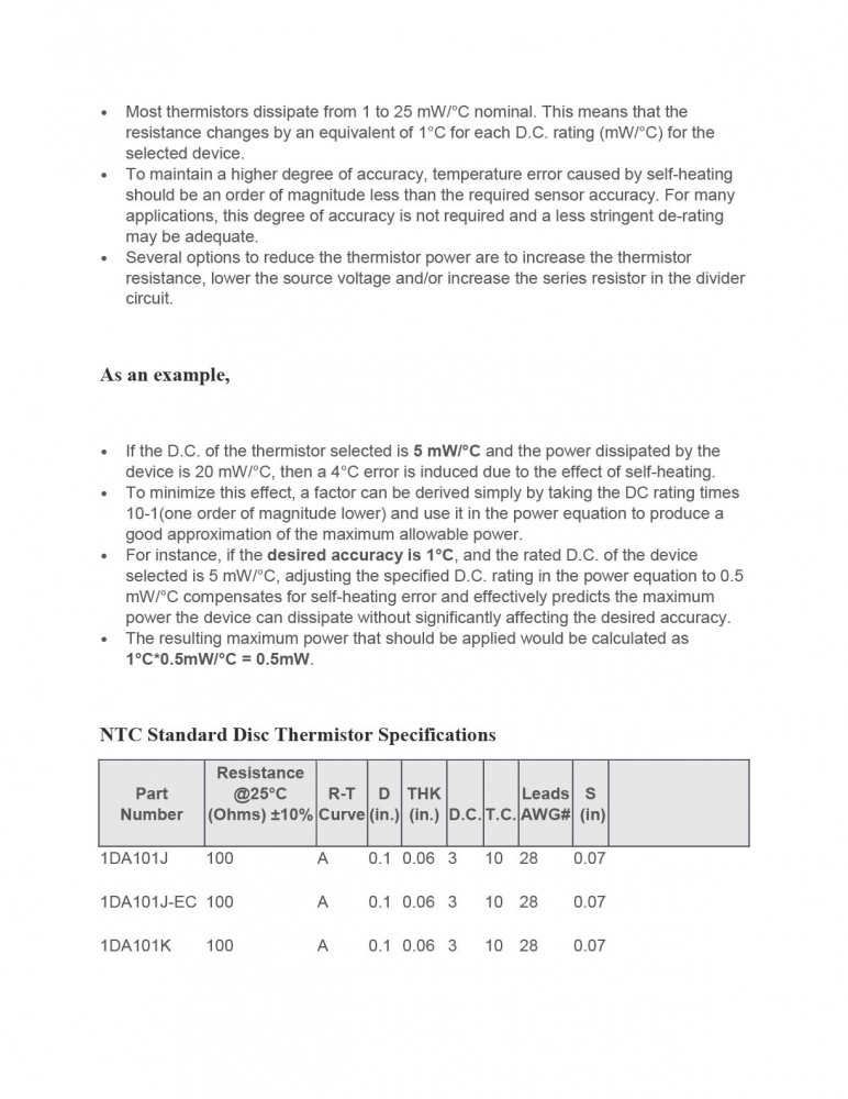 Ametherm NTC Disc and Chip Thermistors document page 4