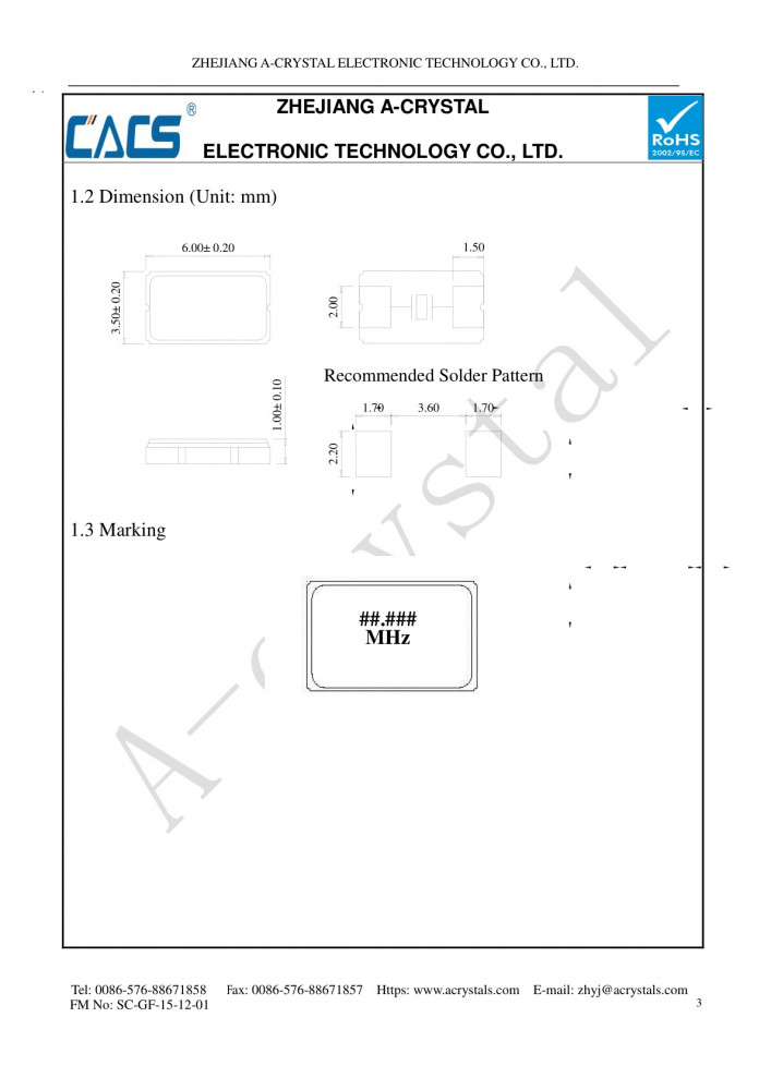 P6FA specification document page 3