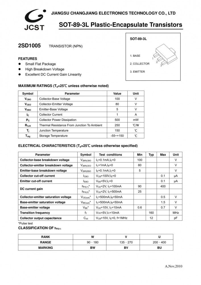 JSCJ 2SD1005 datasheet page