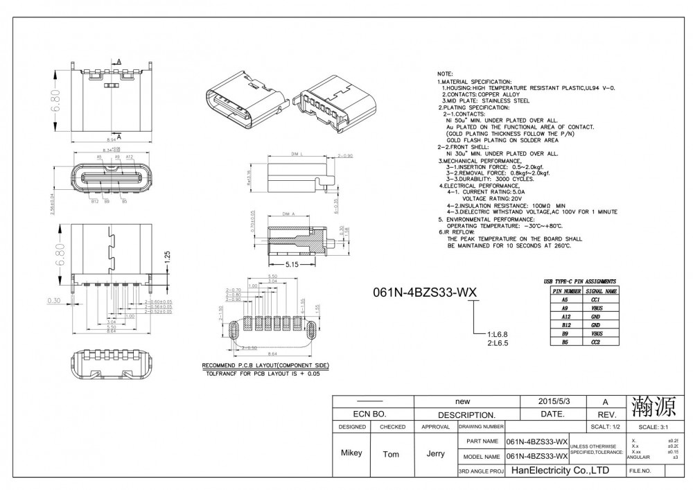 061N-4BZS33-W1 technical document page 1