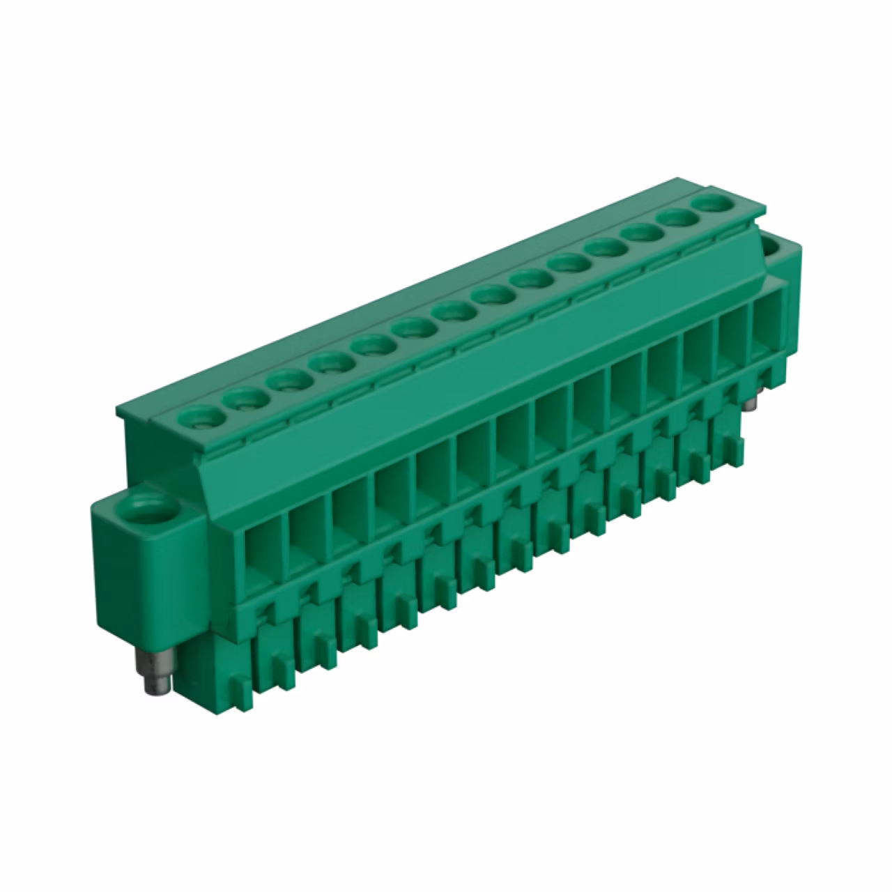 3.50mm Pitch Eurostyle Vertical Plug, with Retention Screws, Front Wire Entry, Green Housing, 14 Circuits for sale