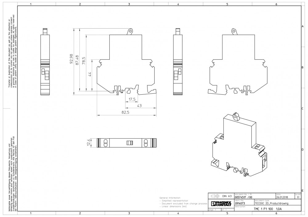 Phoenix Contact 0914073 technical drawing preview