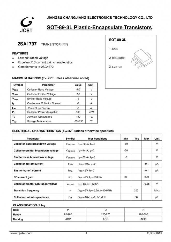 2SA1797 datasheet page 1