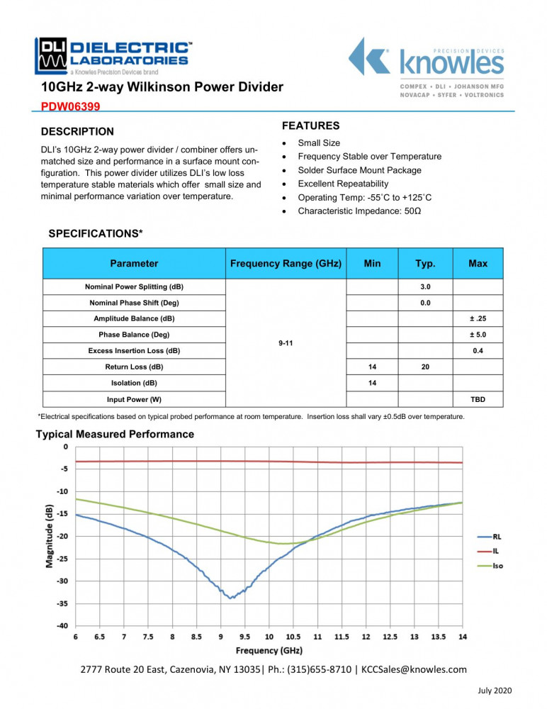 PDW06399 technical specification page