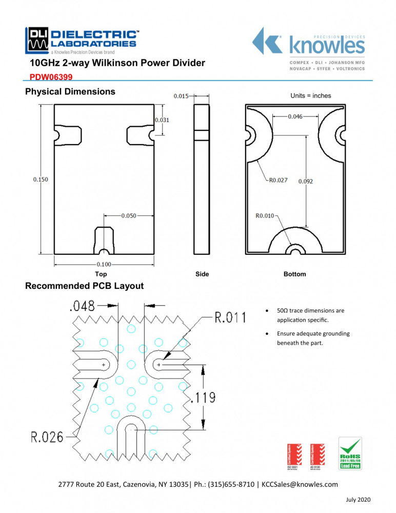 PDW06399 dimensions and PCB layout