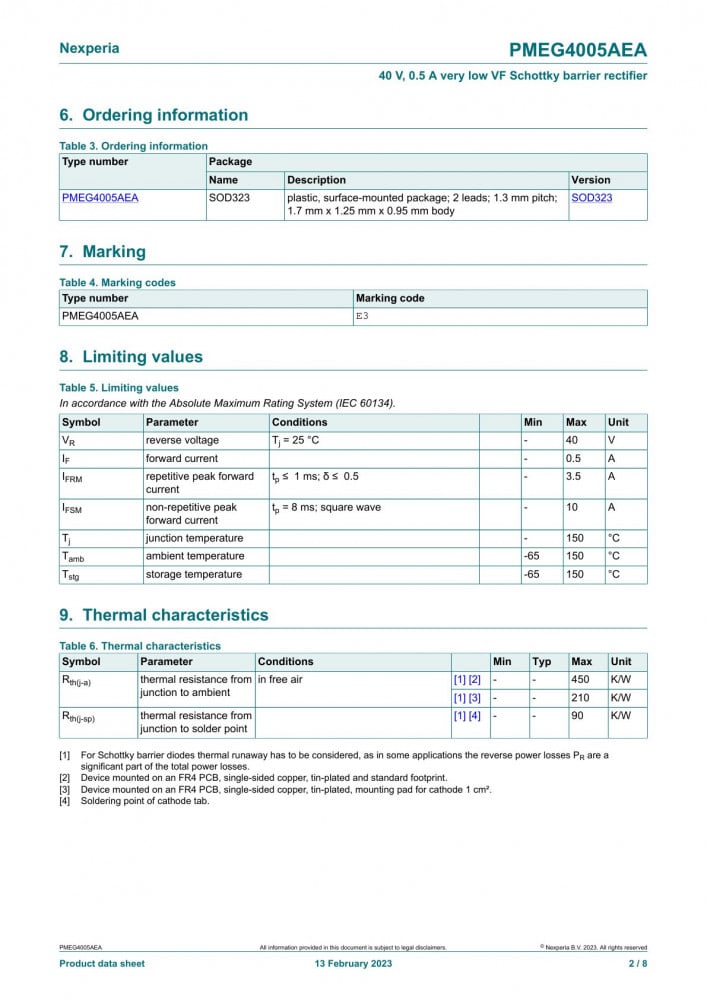 PMEG4005AEA datasheet page 2