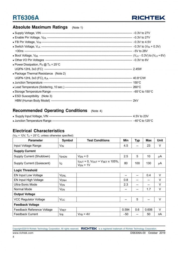 RT6306A technical document, page 4