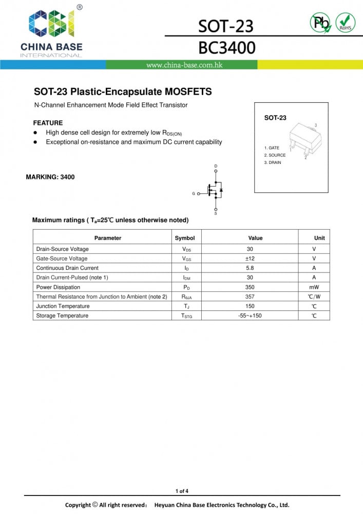 BC3400 datasheet page 1