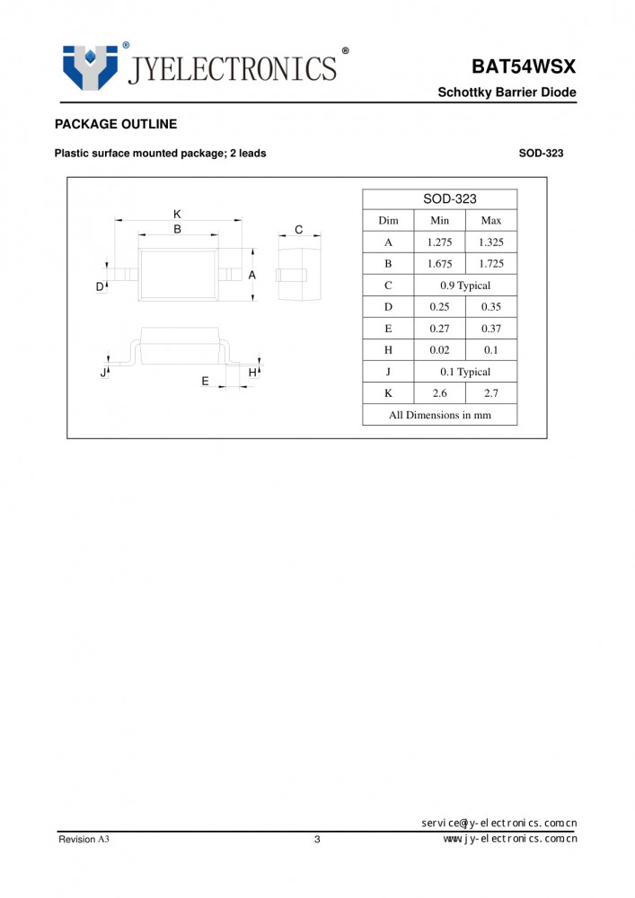 BAT54WSX datasheet page 3
