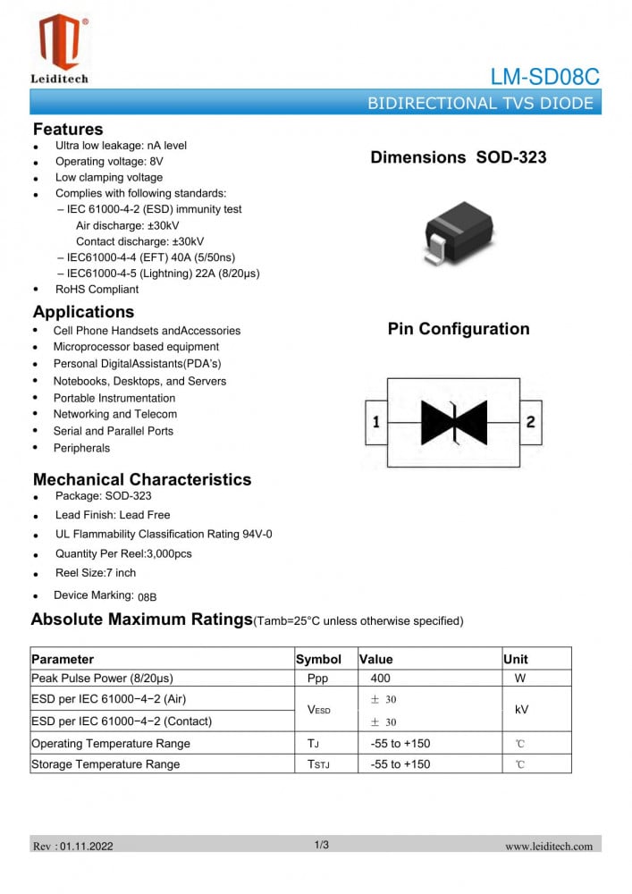 LM-SD08C datasheet page 1