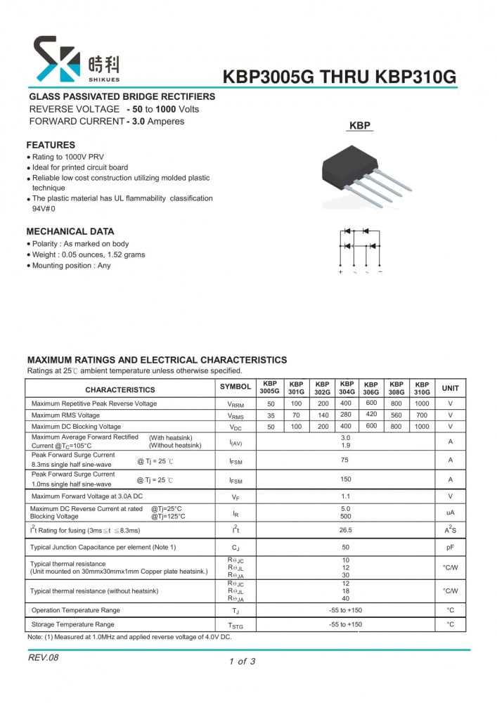 KBP310G datasheet page 1