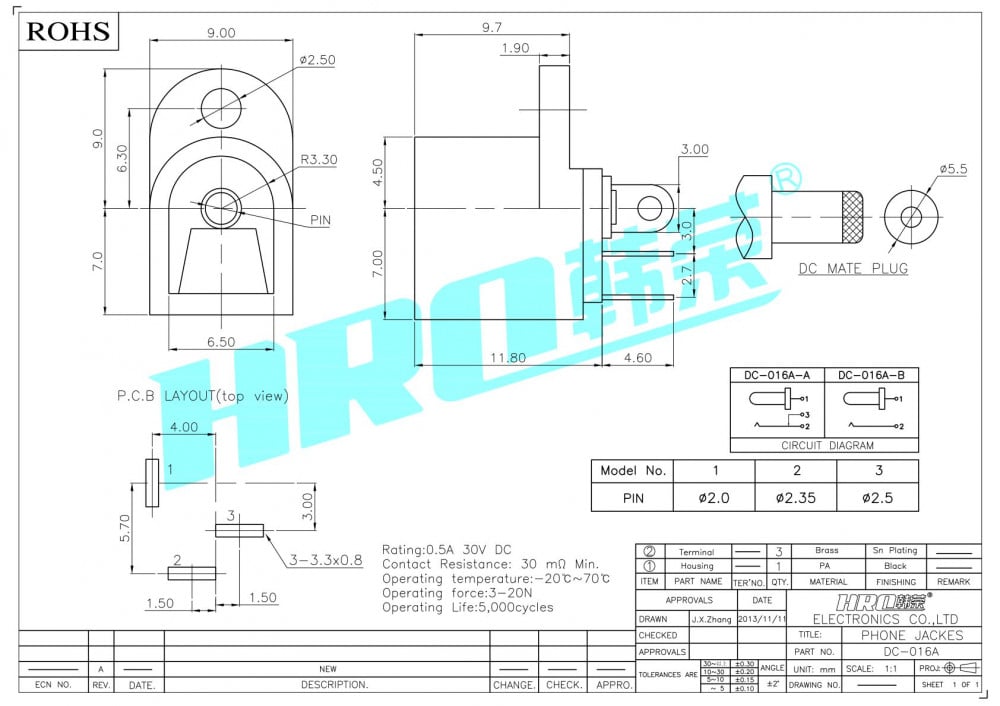 DC-016A technical drawing