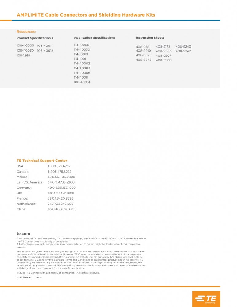 TE Connectivity AMPLIMITE document page 9