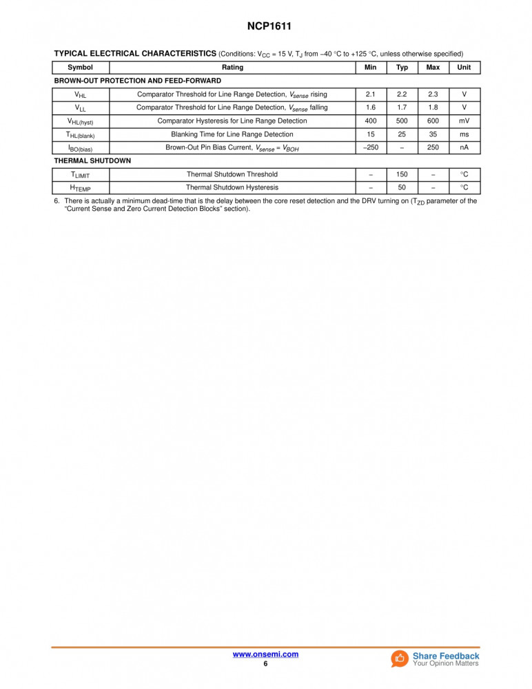 NCP1611 datasheet page 6