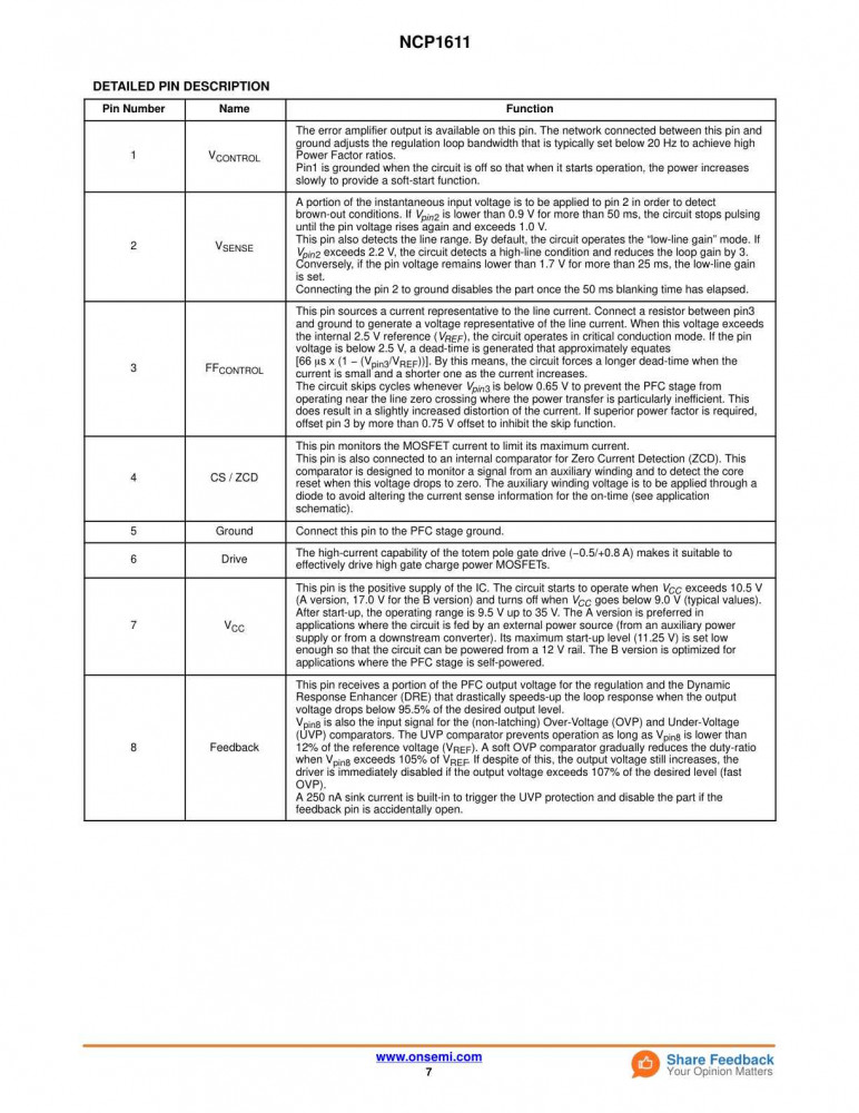 NCP1611 datasheet page 7
