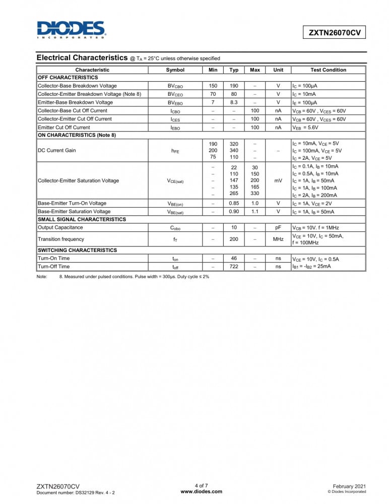 ZXTN26070CV-7 datasheet page 4