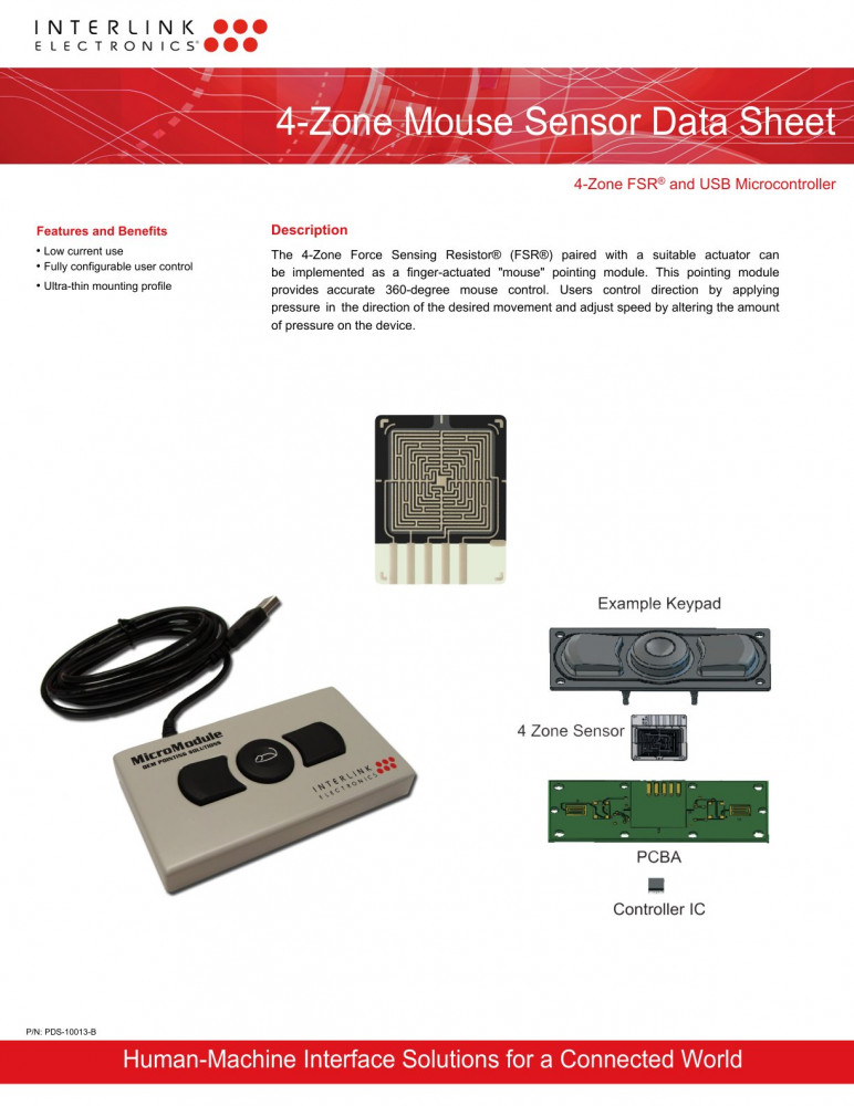 4-Zone Mouse Sensor technical document, page 1