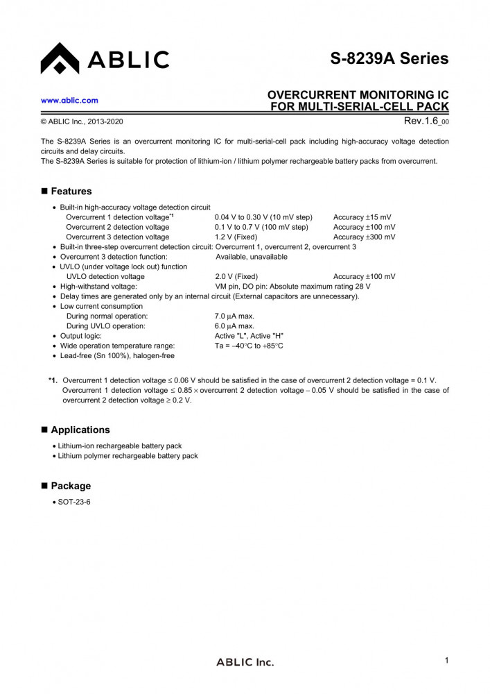 S-8239A datasheet page 1