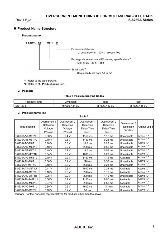 S-8239A datasheet page 3