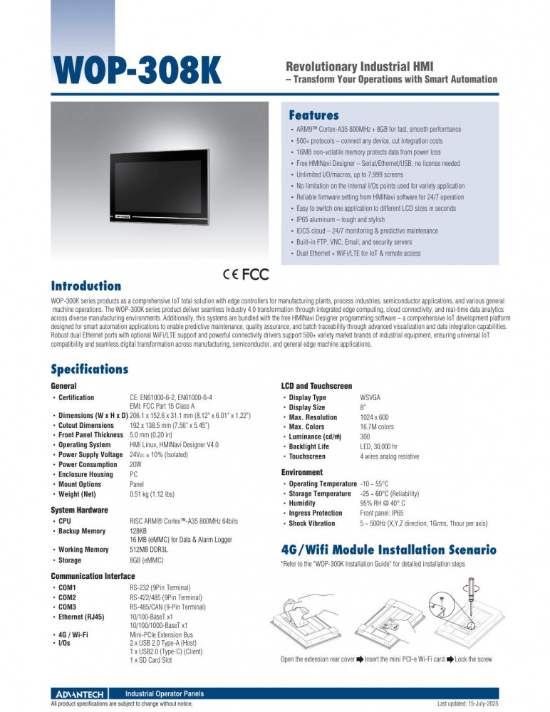 WOP-308K technical document page 1