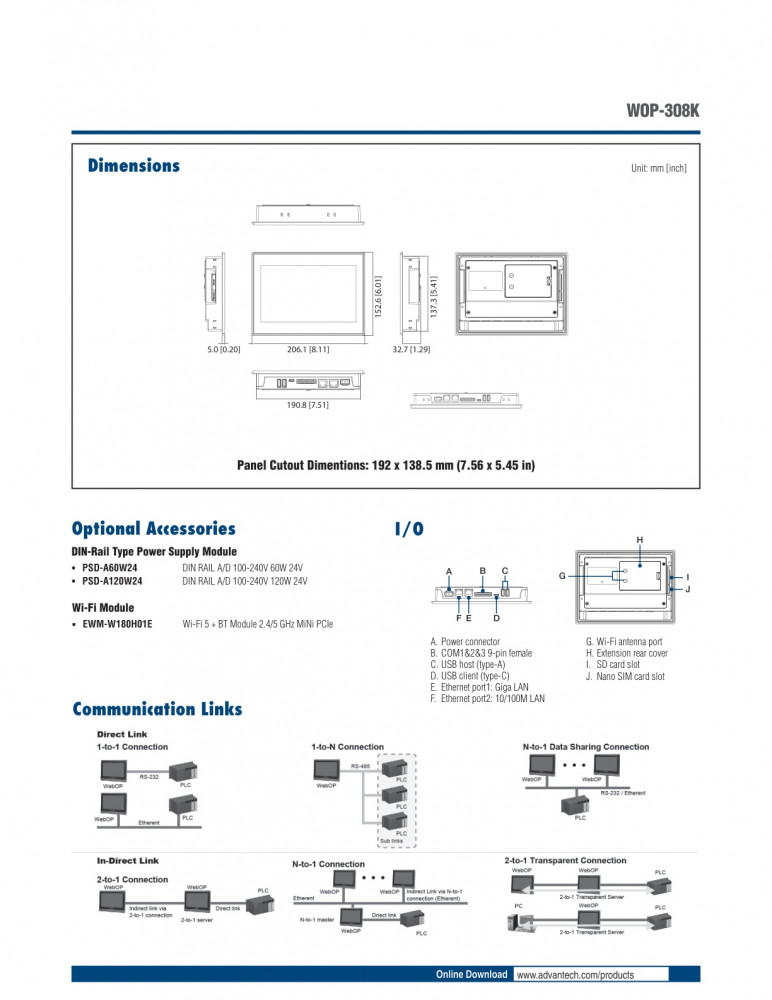 WOP-308K technical document page 2