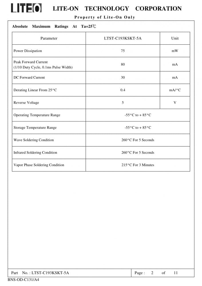 LTST-C193KSKT-5A datasheet page 3