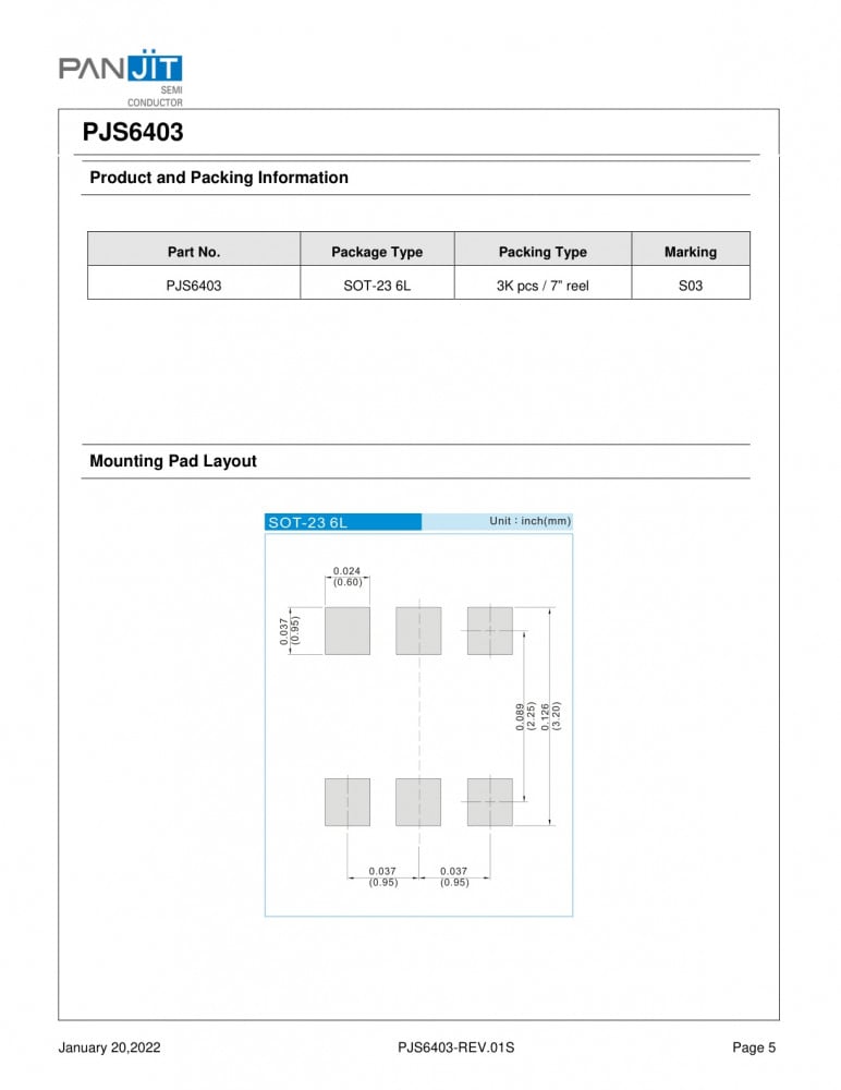 PJS6403 datasheet page 5