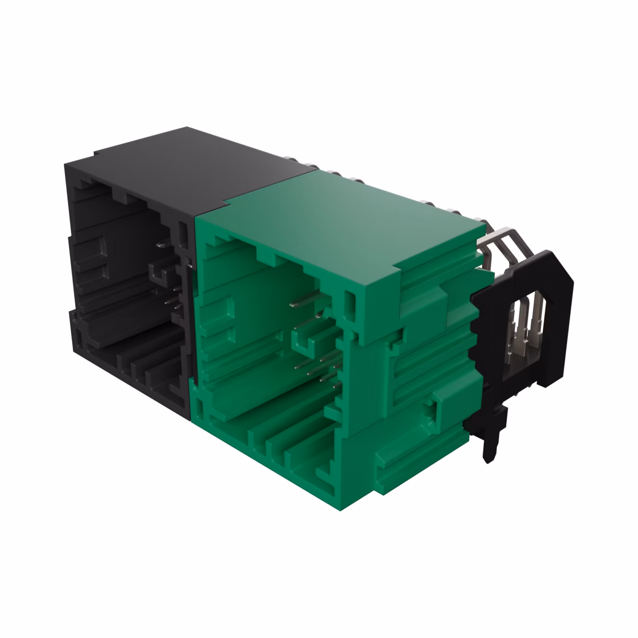 stAK50h 2 Bay Right-Angle Hybrid Header, 56 Circuits, Bay 1: 28 Circuits/Key 1/Dark Gray; Bay 2: 28 Circuits/Key 2/Green; Tray for sale