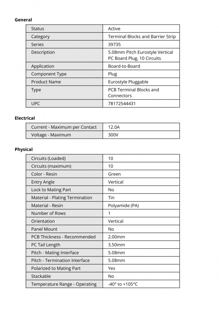 Technical document page 2 for Molex 397350010
