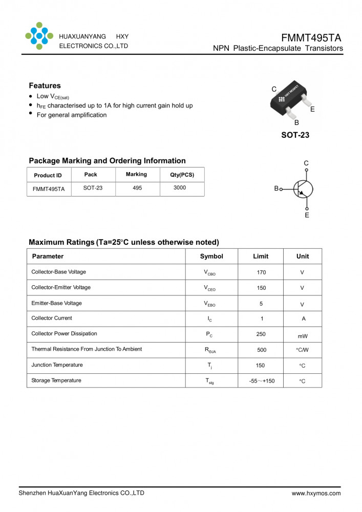 FMMT495TA-HXY datasheet page 1