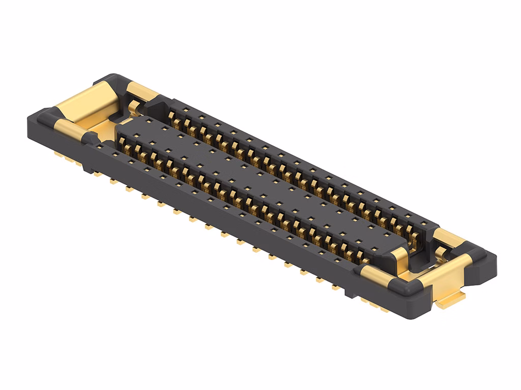 EXTreme LPHPower Receptacle Header, Right-Angle, 4 Power Contacts, 36 Signal Contacts, Select Gold (Au) Plating, for 1.57mm Thick PC Board, with Press-fit Plastic Pegs