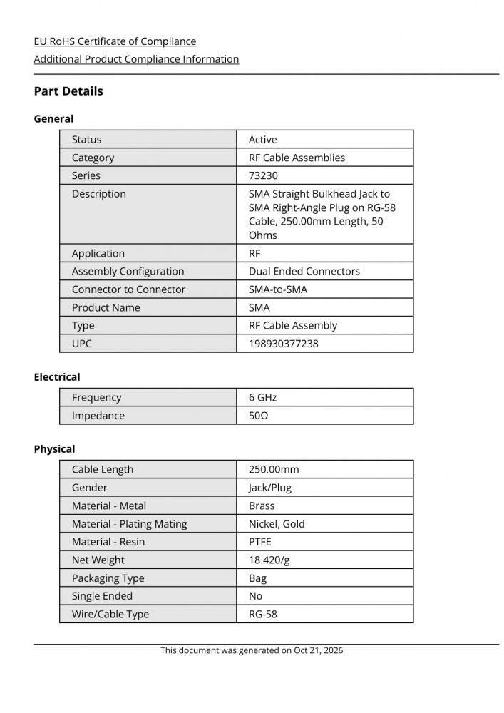 MOLEX 732307121 technical drawing preview, page 2