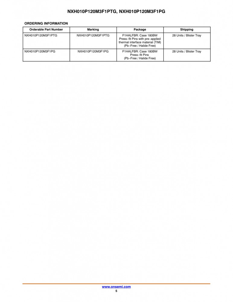 NXH010P120M3F1PTG datasheet page 5