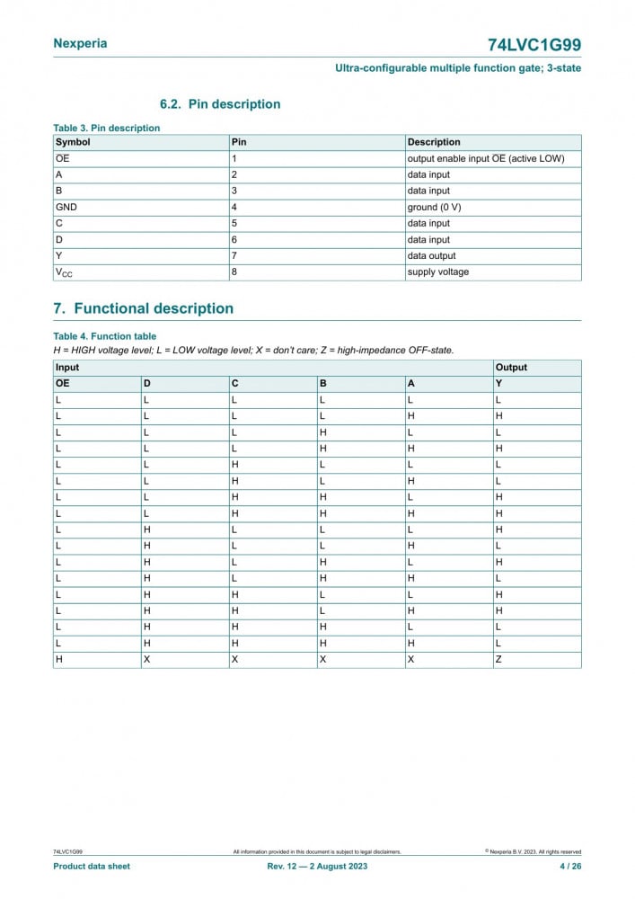 74LVC1G99 datasheet page 4