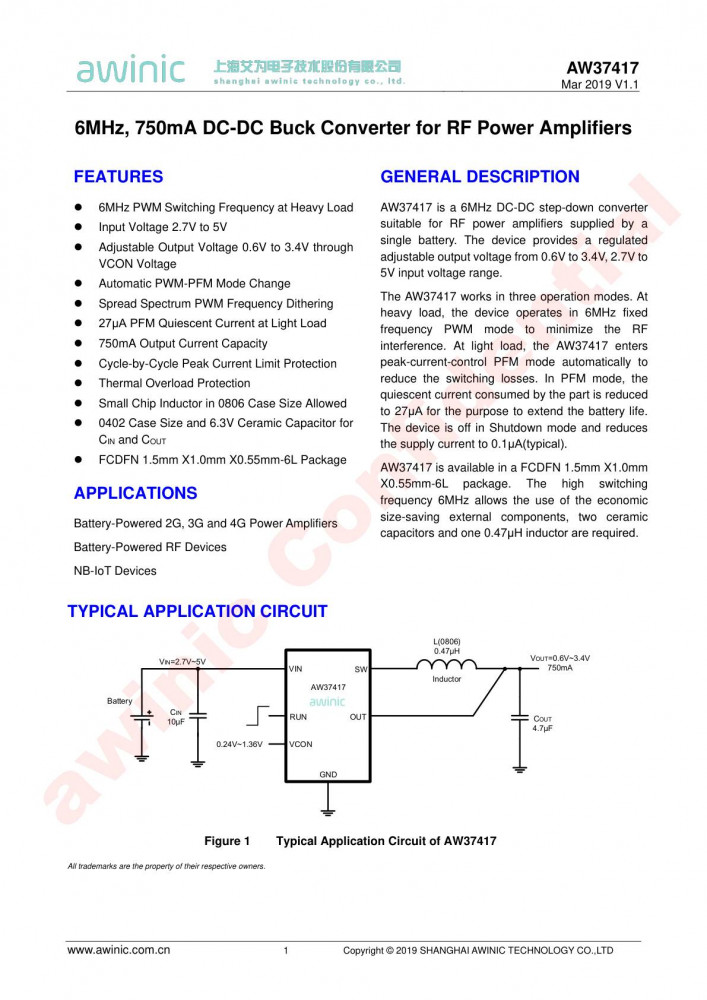 AW37417FDR datasheet page 1