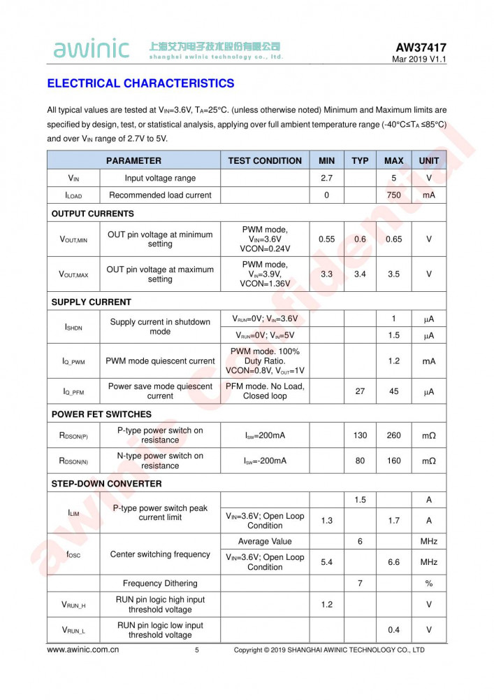 AW37417FDR datasheet page 5