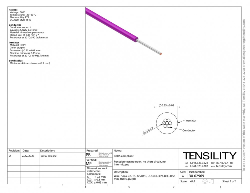 30-02969 product drawing and wire specifications