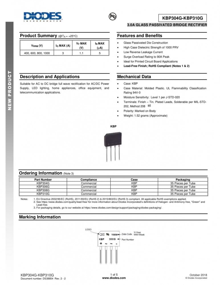 KBP310G datasheet page 1