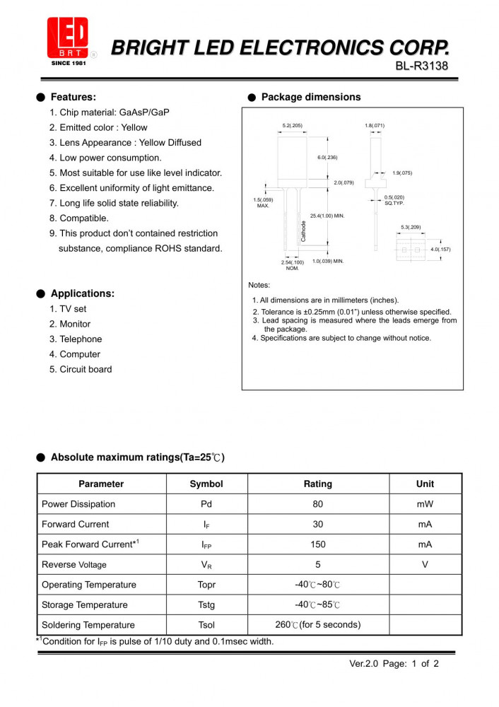 BL-R3138 datasheet page 1