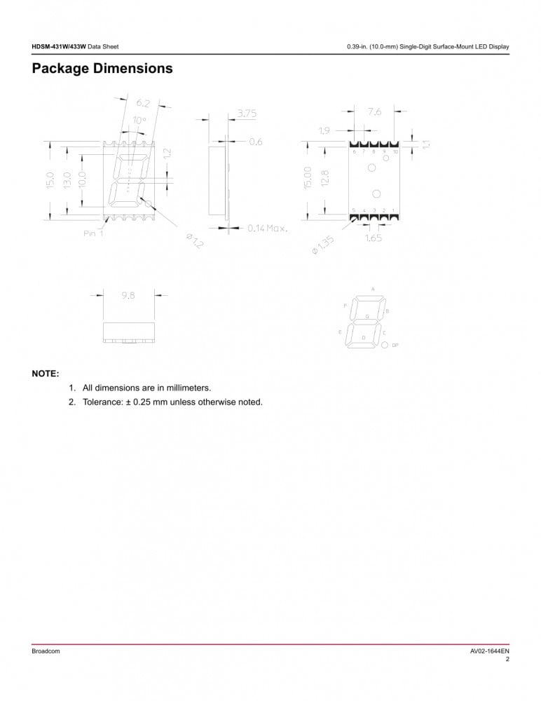 HDSM-431W datasheet page 2