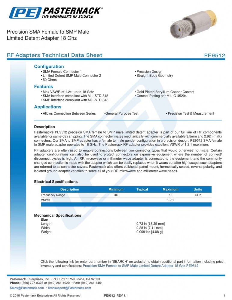 PE9512 technical document page 1