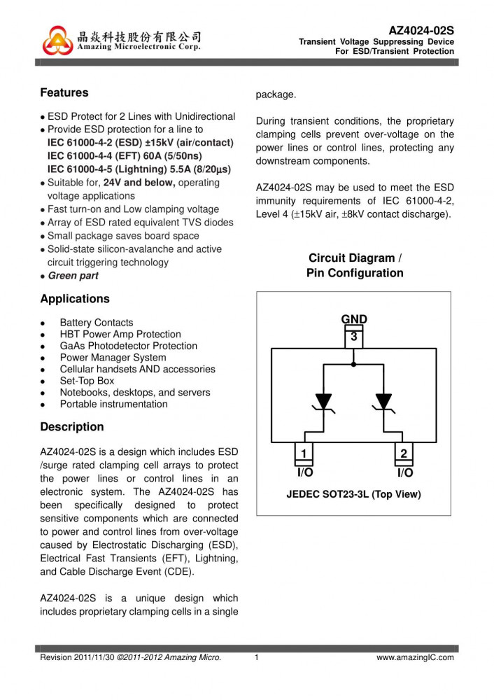 AZ4024-02S datasheet page 1