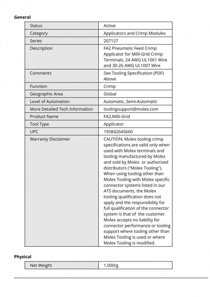 Molex tooling document page 2