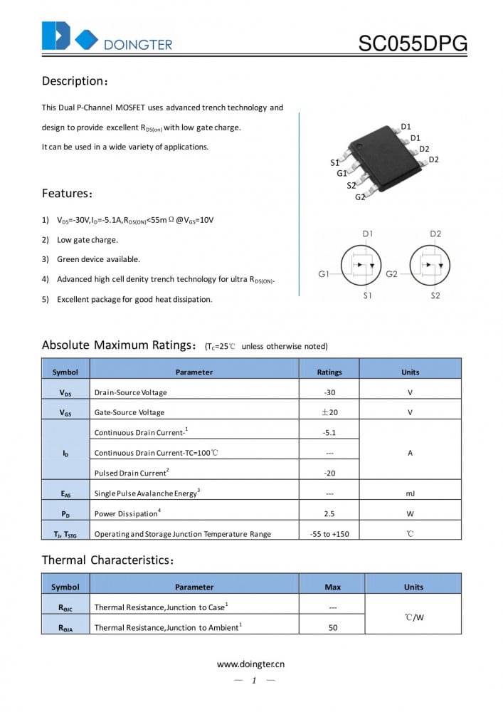 SC055DPG datasheet page 1